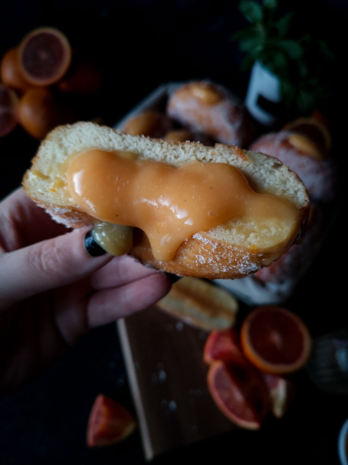 Sourdough Doughnuts Recipe with Blood Orange Curd - Pink Haired Pastry Chef