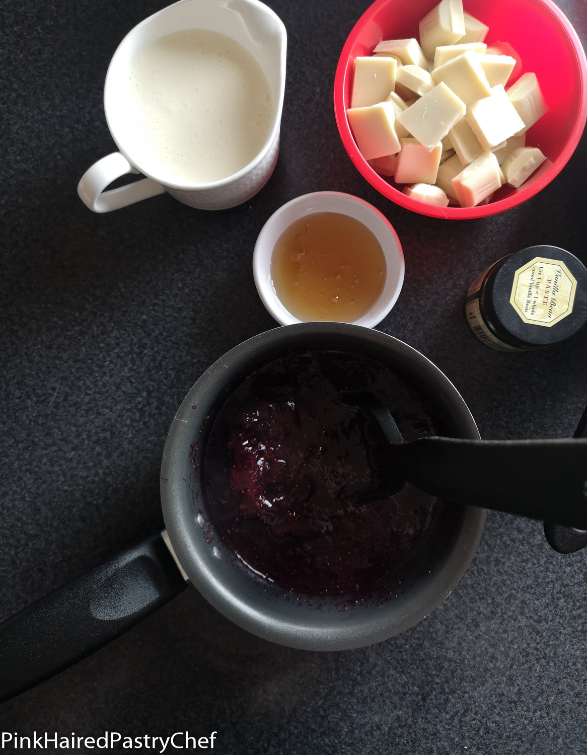 Blueberry White Chocolate Whipped Ganache Recipe - Pink Haired Pastry Chef