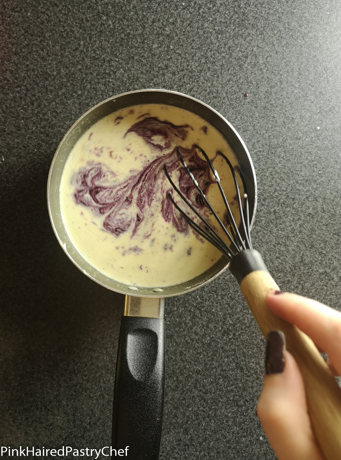 Blueberry White Chocolate Whipped Ganache Recipe - Pink Haired Pastry Chef