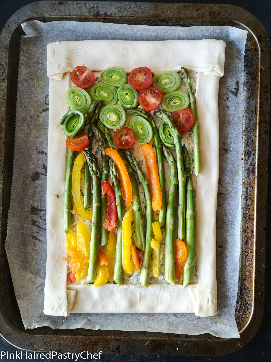 Spring Vegetable Puff Pastry Tart Recipe - Pink Haired Pastry Chef