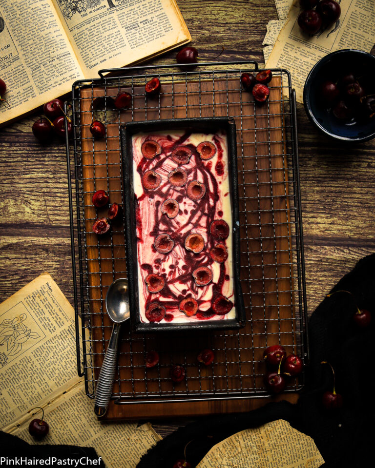 Cherry Ripple Coconut Ice Cream Recipe with Malibu - Pink Haired Pastry ...