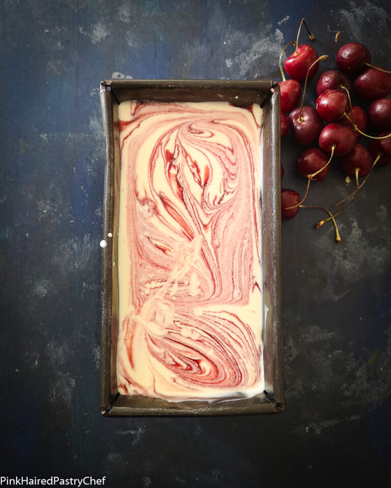 Cherry Ripple Coconut Ice Cream Recipe with Malibu - Pink Haired Pastry ...