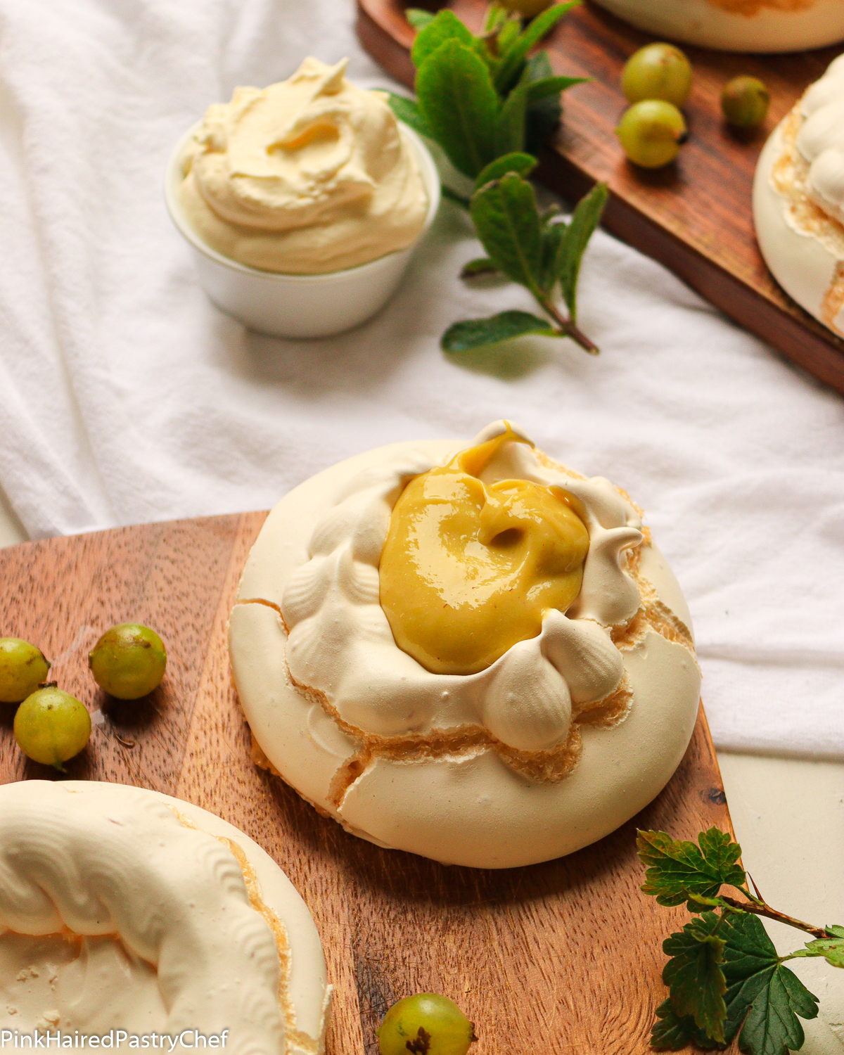 Mini Gooseberry Pavlovas Recipe - Pink Haired Pastry Chef