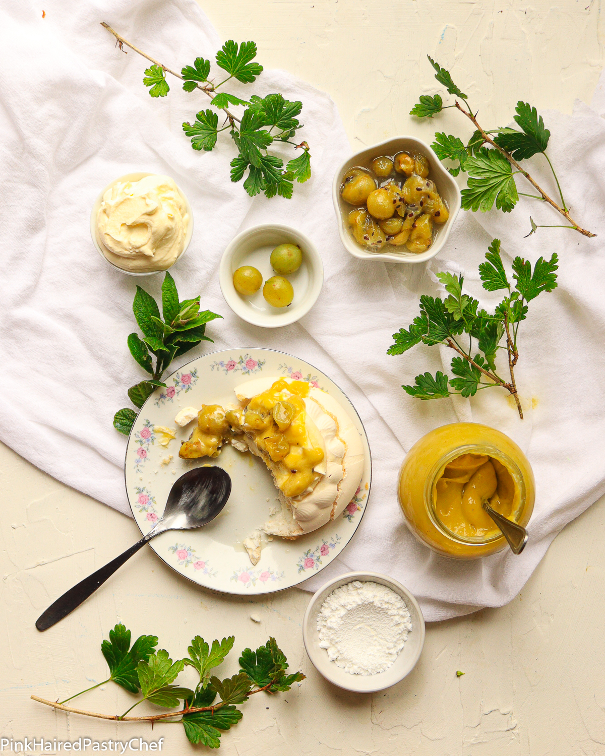 Mini Gooseberry Pavlovas Recipe - Pink Haired Pastry Chef