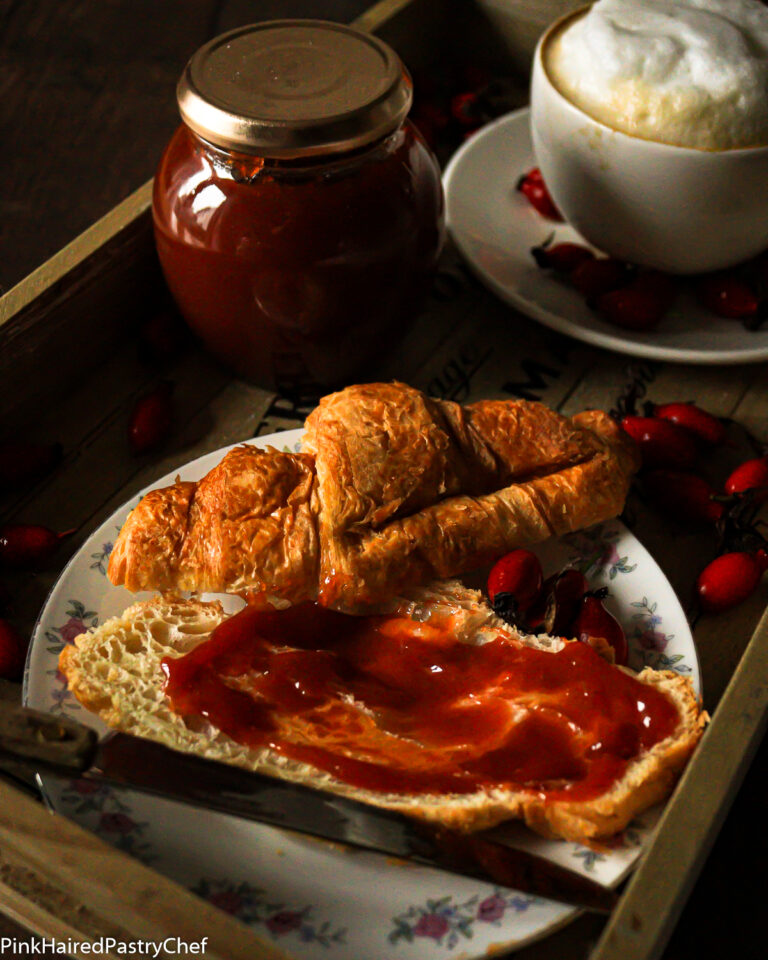 Rosehip Rhubarb Jam Recipe - Pink Haired Pastry Chef