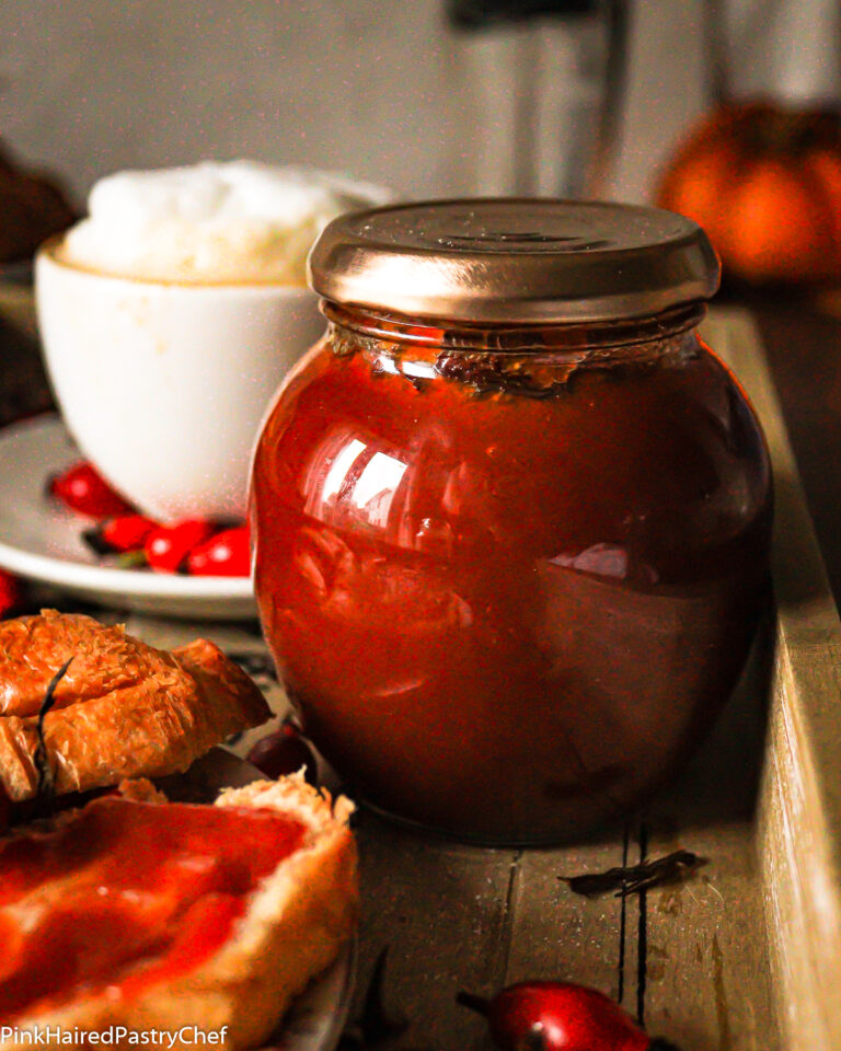 Rosehip Rhubarb Jam Recipe - Pink Haired Pastry Chef
