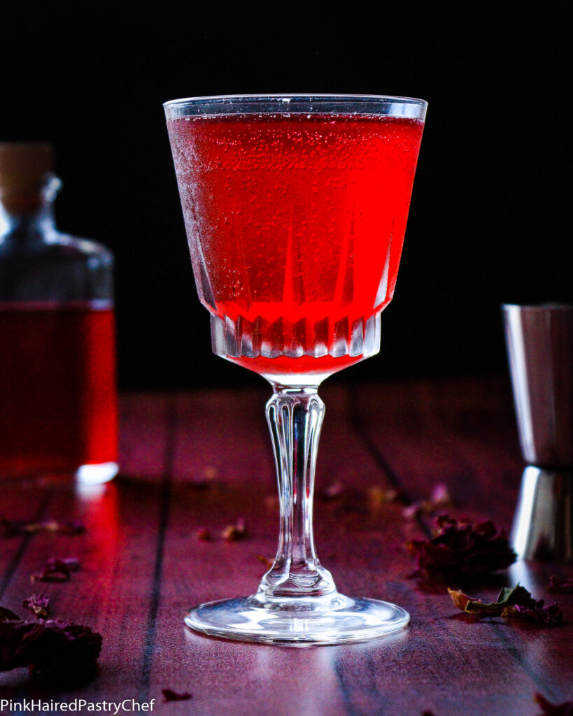 Rose Hibiscus Tom Collins Cocktail Recipe - Pink Haired Pastry Chef
