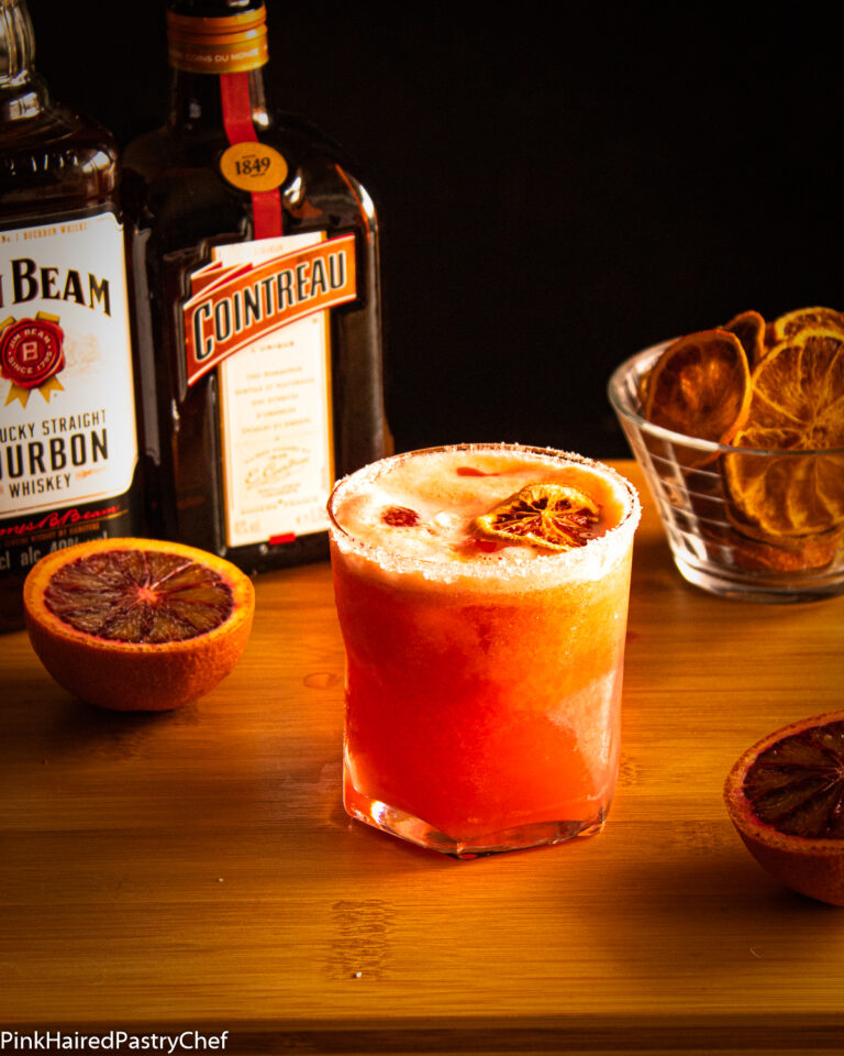 Blood Orange Bourbon Sour Cocktail Recipe - Pink Haired Pastry Chef