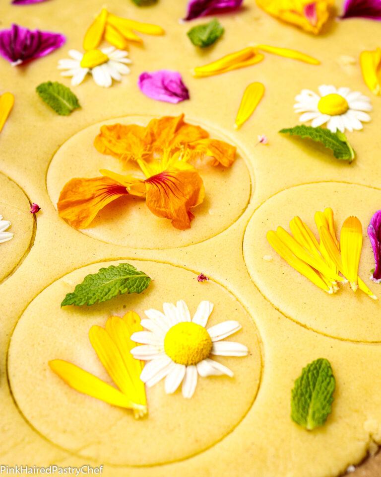 Vanilla Shortbread with Edible Flowers Recipe - Pink Haired Pastry Chef
