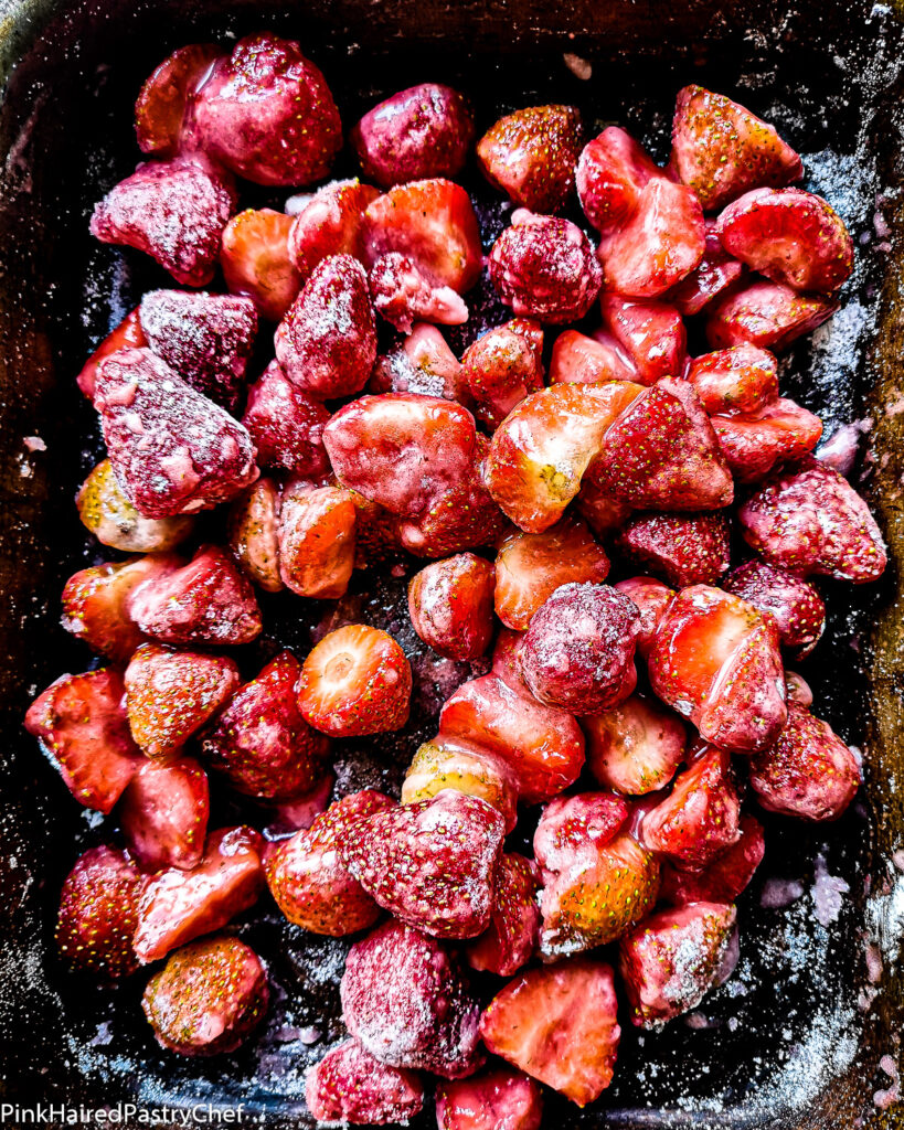 Roasted Strawberry Mascarpone Sponge Cake Recipe - Pink Haired Pastry Chef
