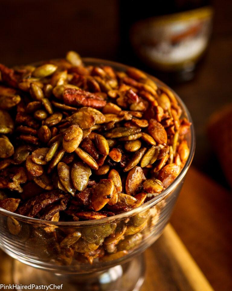 Maple Candied Pumpkin Seeds and Pecans Recipe - Pink Haired Pastry Chef