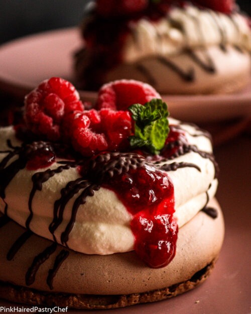 Individual Chocolate Raspberry Pavlovas Recipe - Pink Haired Pastry Chef