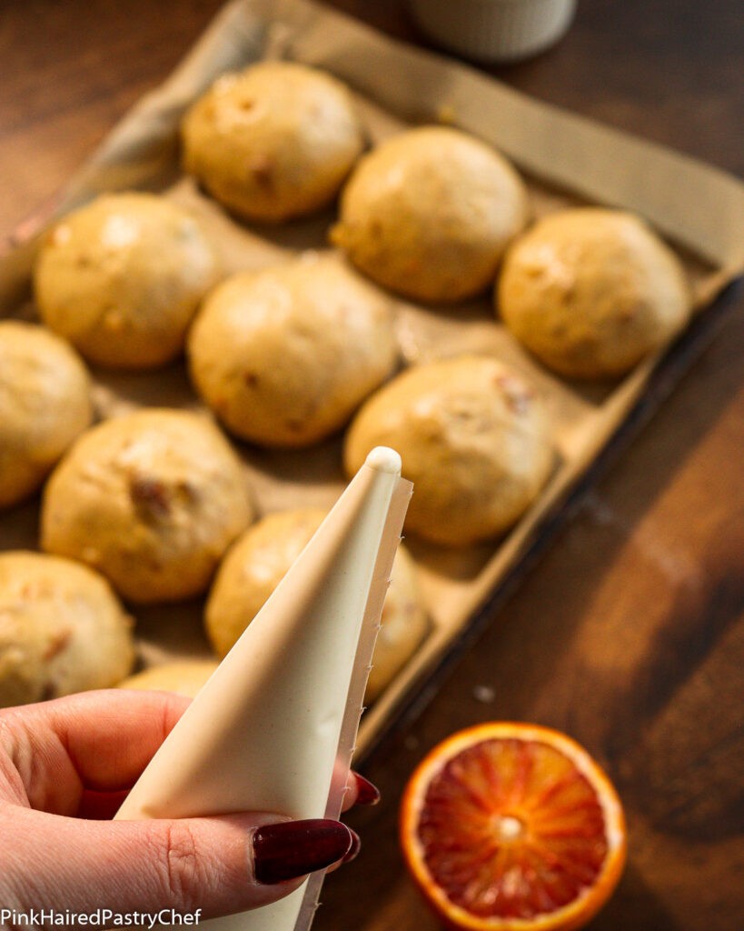 Blood Orange Hot Cross Buns Recipe - Pink Haired Pastry Chef