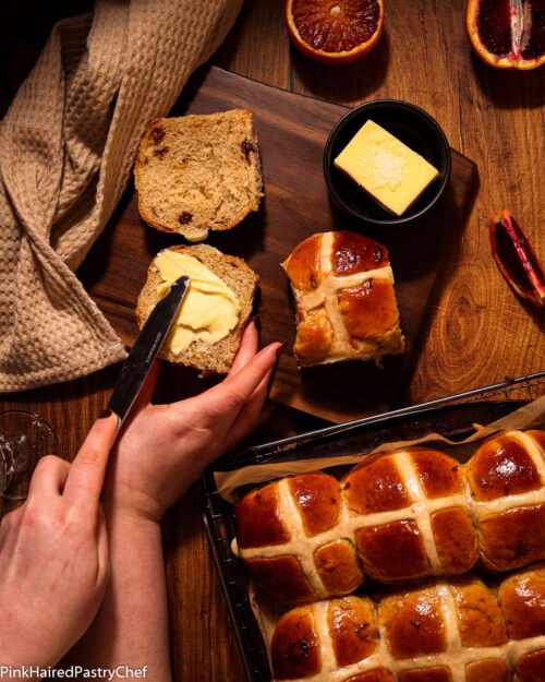 Blood Orange Hot Cross Buns Recipe - Pink Haired Pastry Chef