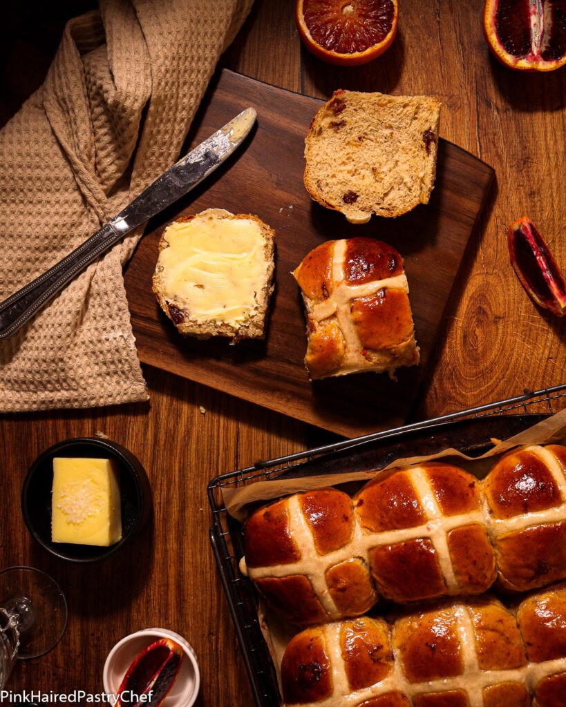 Blood Orange Hot Cross Buns Recipe - Pink Haired Pastry Chef