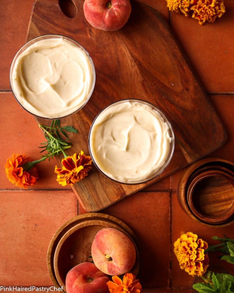 Roasted Peaches Cheesecakes - Small Batch Recipe - Pink Haired Pastry Chef