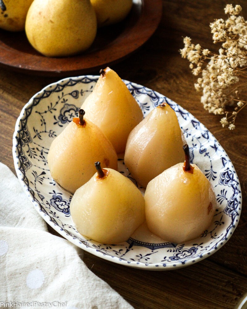 Vanilla Poached Pears Recipe - Pink Haired Pastry Chef