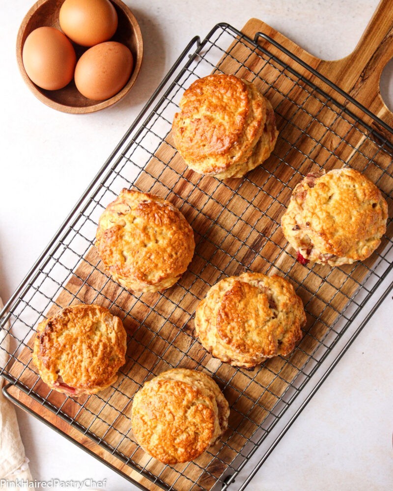 Roasted Irish Rhubarb Scones Recipe - Pink Haired Pastry Chef