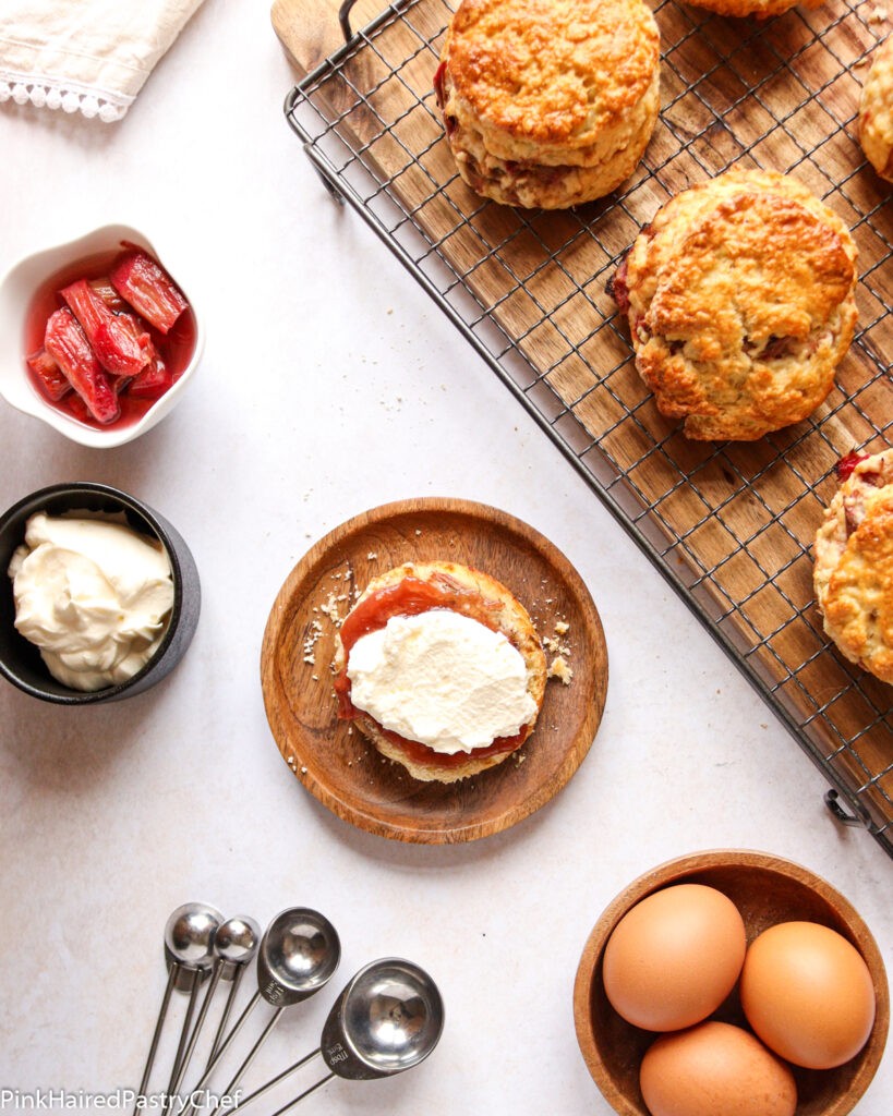 Roasted Irish Rhubarb Scones Recipe - Pink Haired Pastry Chef
