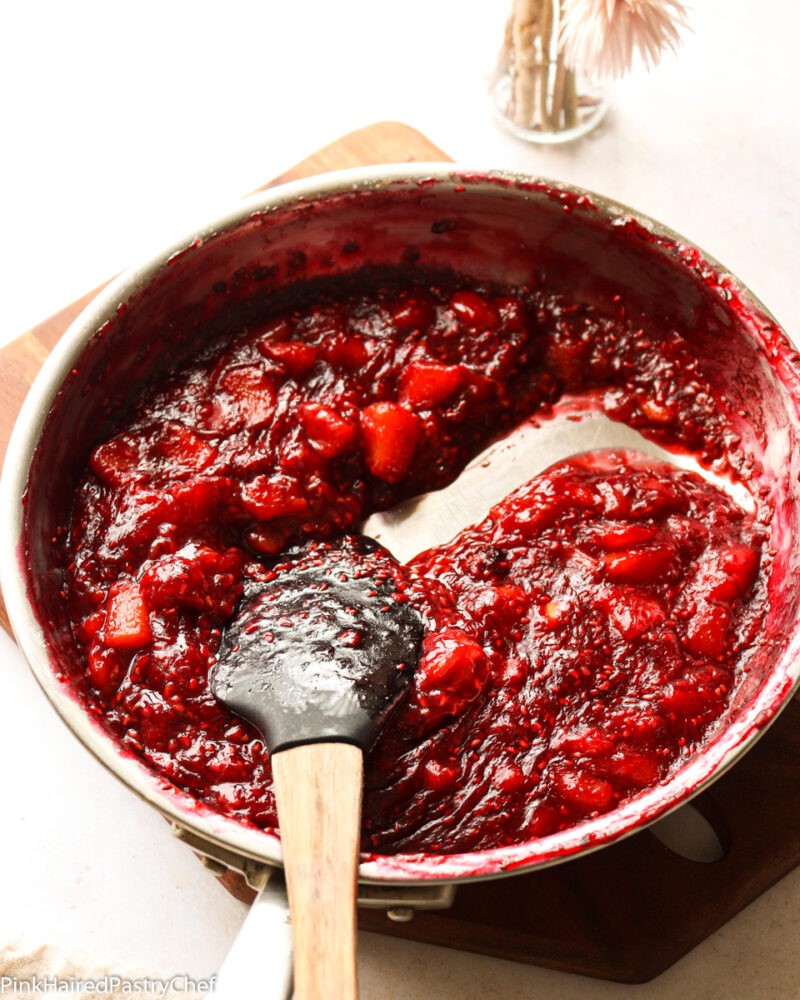Peach Raspberry Compote - Filling for Cakes - Pink Haired Pastry Chef