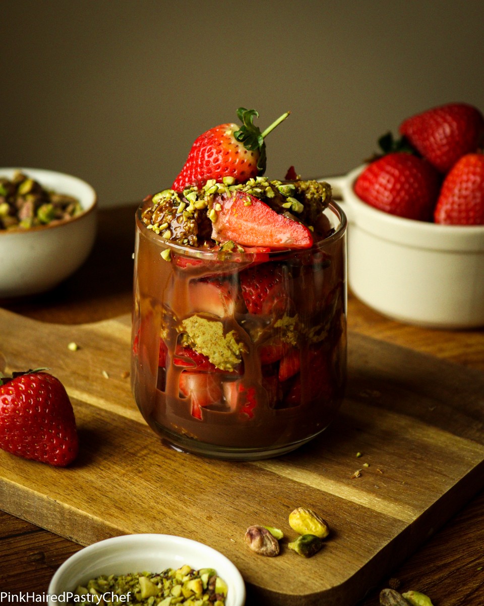 Viral Dubai Chocolate Strawberry Cup Recipe - Pink Haired Pastry Chef