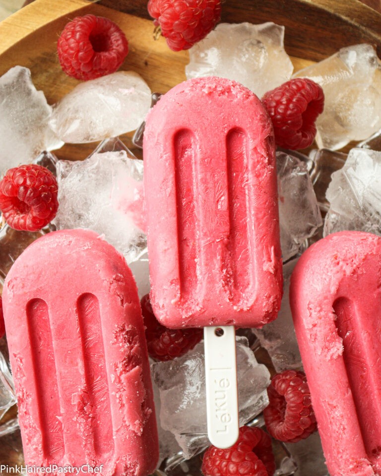 Raspberry Yogurt Ice Pops Recipe - Pink Haired Pastry Chef