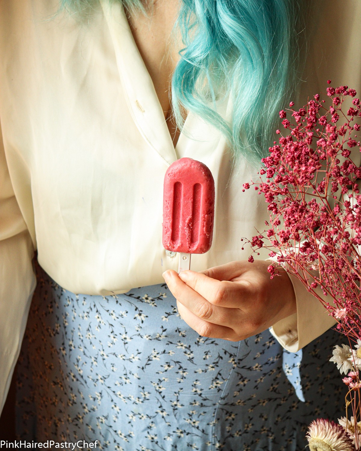 Raspberry Yogurt Ice Pops Recipe - Pink Haired Pastry Chef