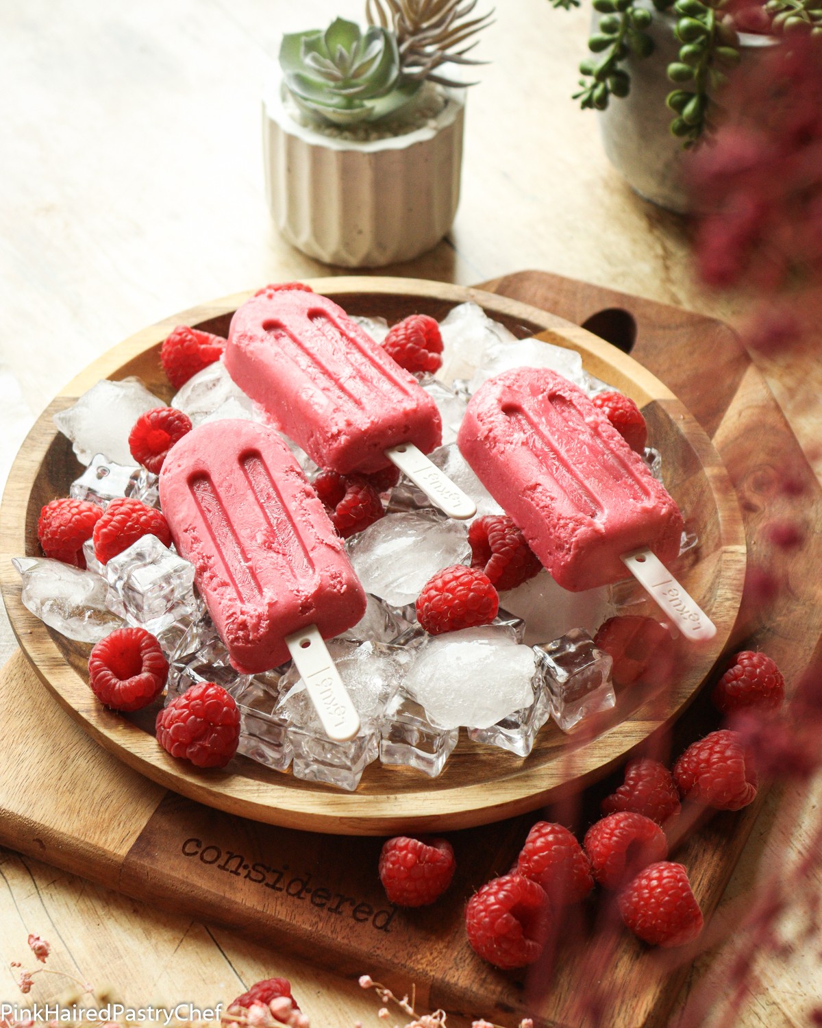 Raspberry Yogurt Ice Pops Recipe - Pink Haired Pastry Chef