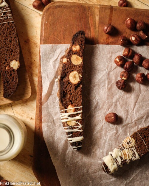 Chocolate Biscotti with Hazelnuts Recipe - Pink Haired Pastry Chef